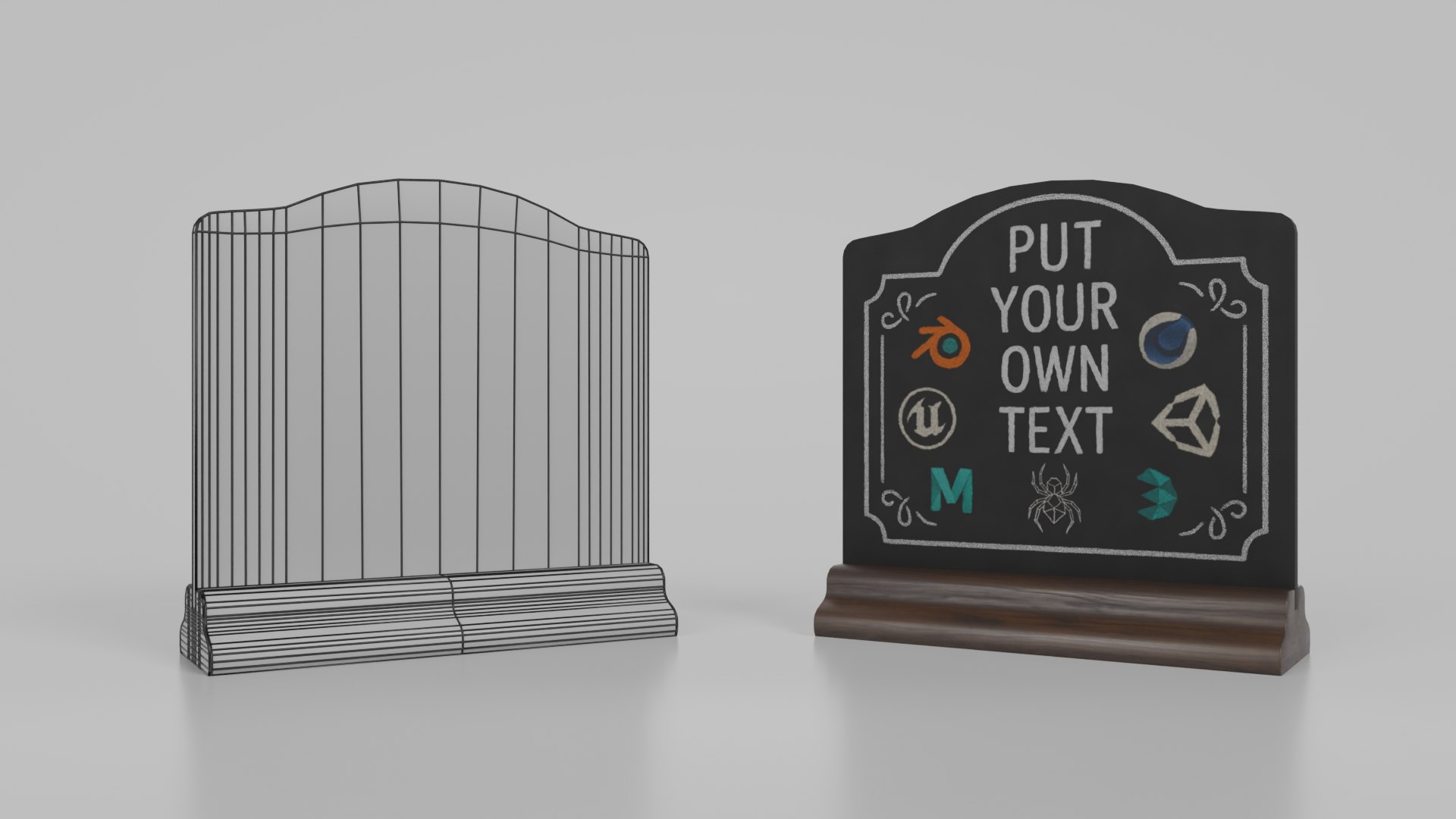 Customizable Countertop Crowned-Top Chalkboard With Ogee Stand 3D Model - TurboSquid 2402135