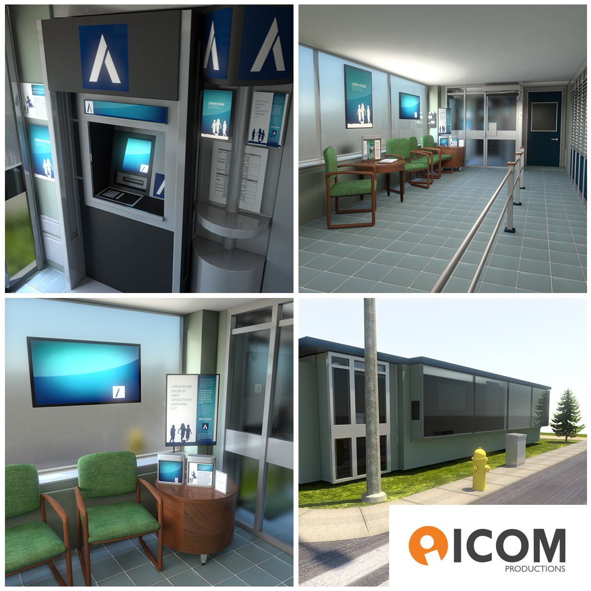 3d model bank waiting room