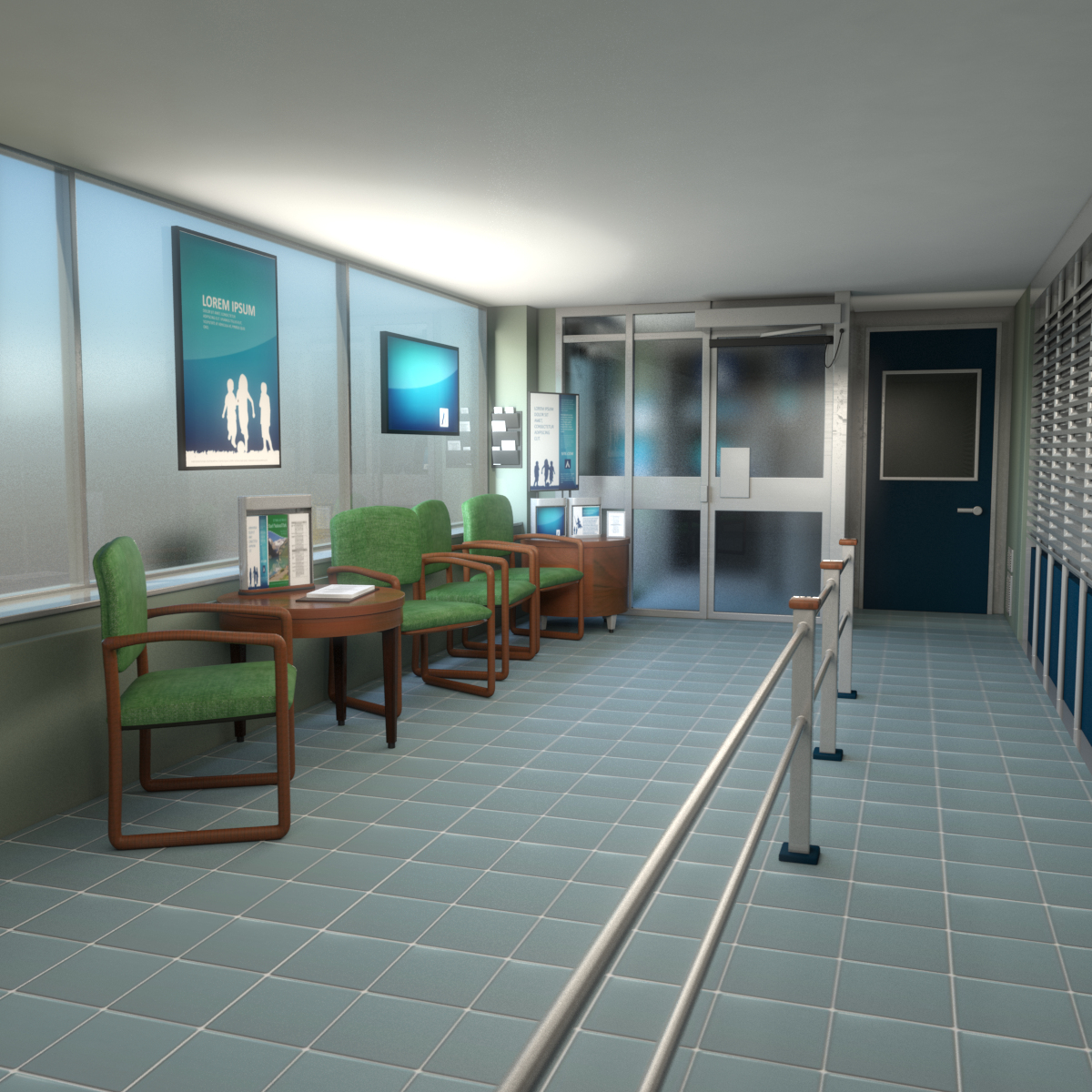3d model bank waiting room