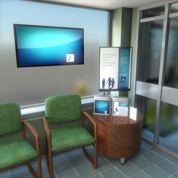 3d model bank waiting room
