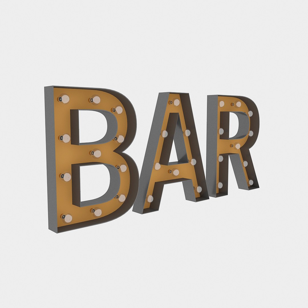 3D Bar Sign Bulb Model - TurboSquid 1455084
