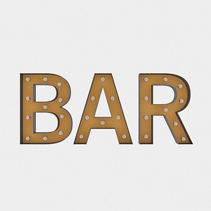 Bulb bar sign 3D model - TurboSquid 1439647