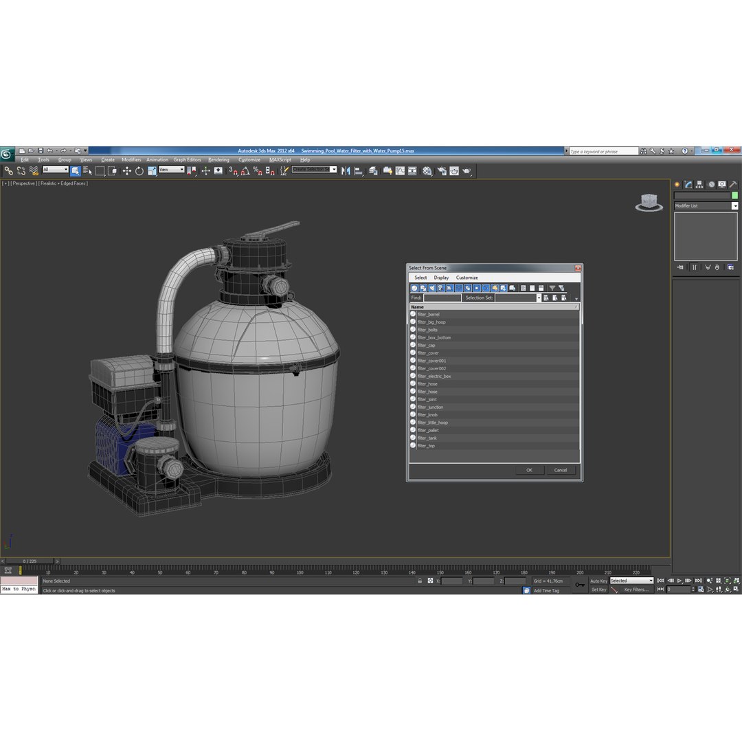 3d swimming pool water filter model