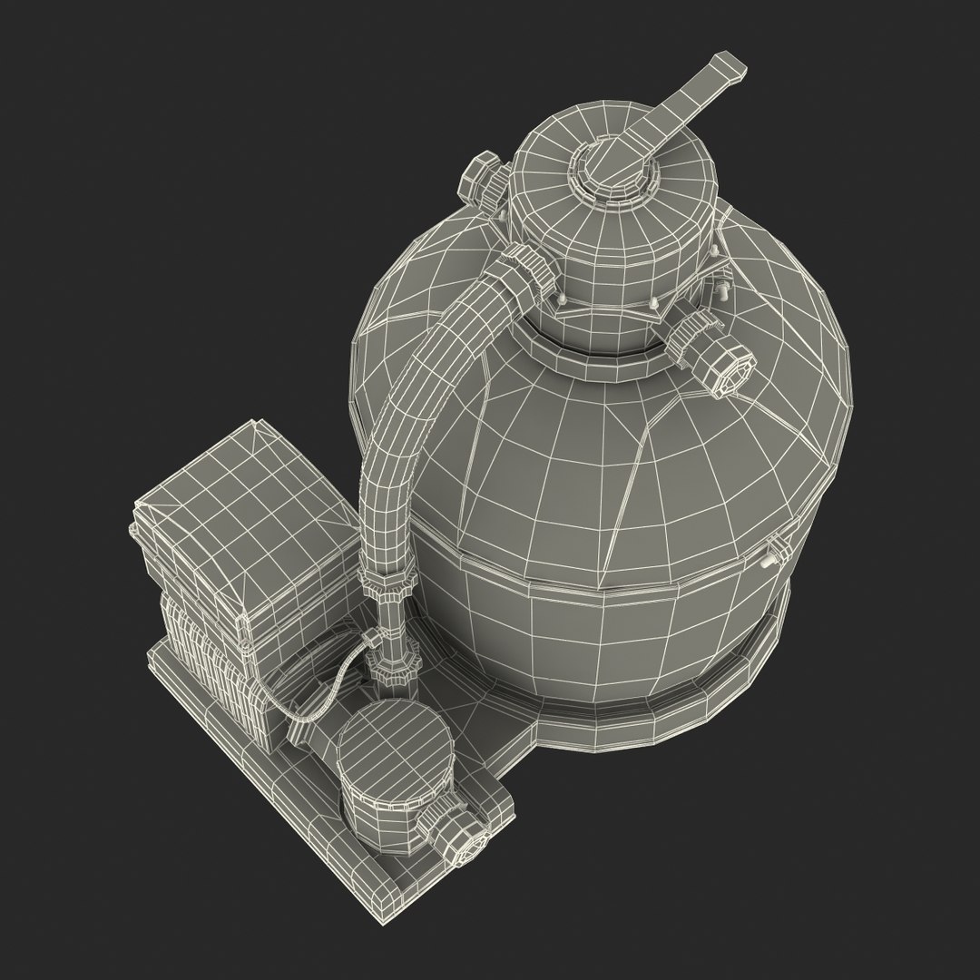 3d swimming pool water filter model