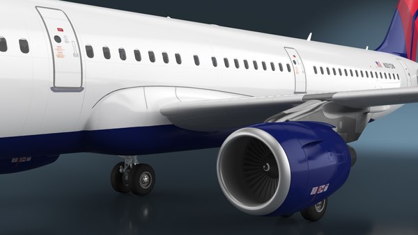 3D модель Airbus A321 авиакомпании Delta Air Lines с оборудованным ...