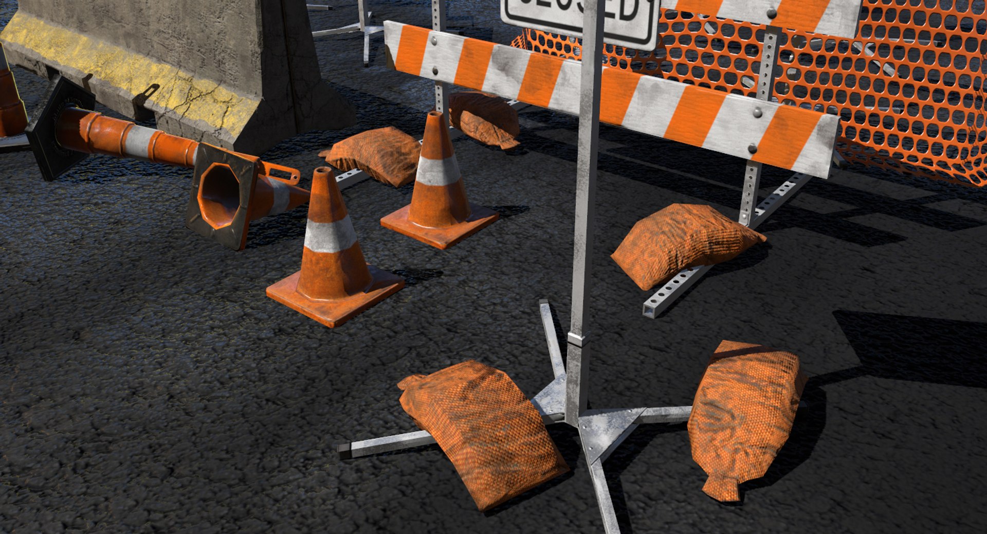 3d Sign Construction Pack Model