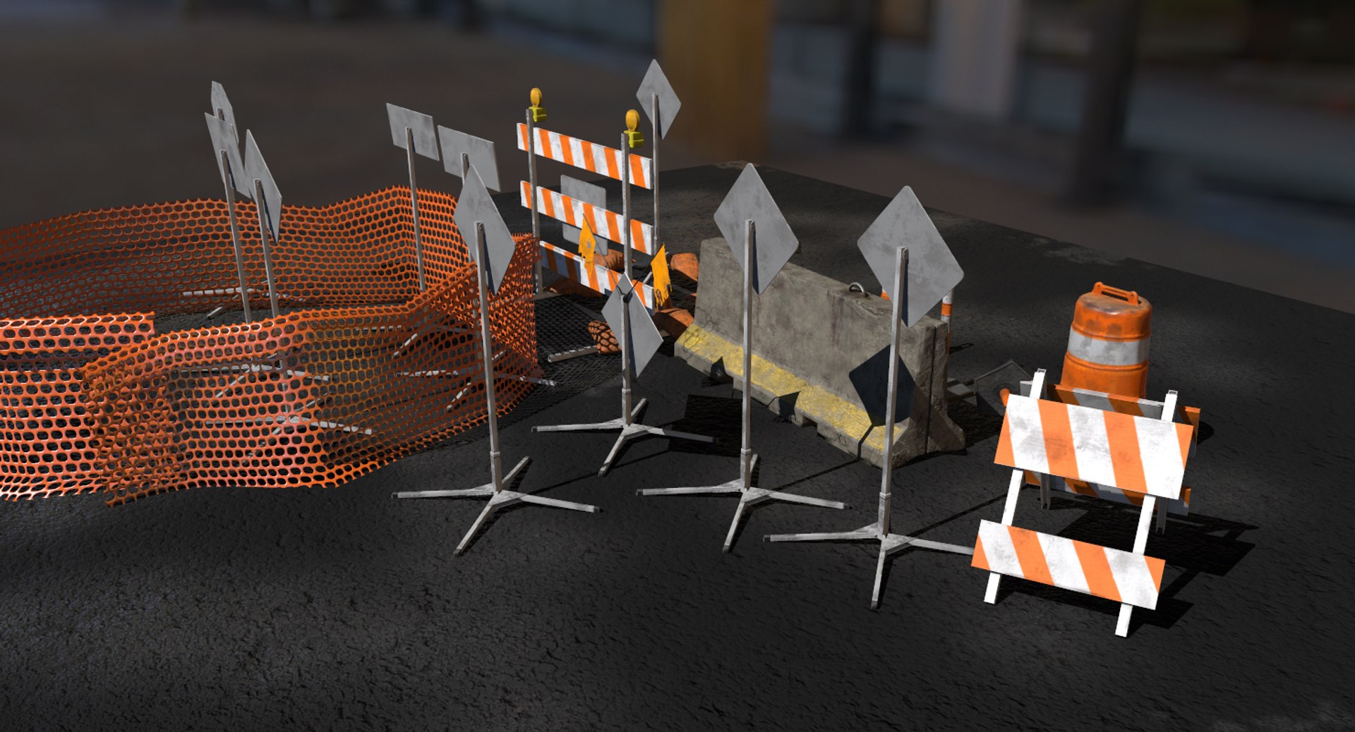 3d Sign Construction Pack Model