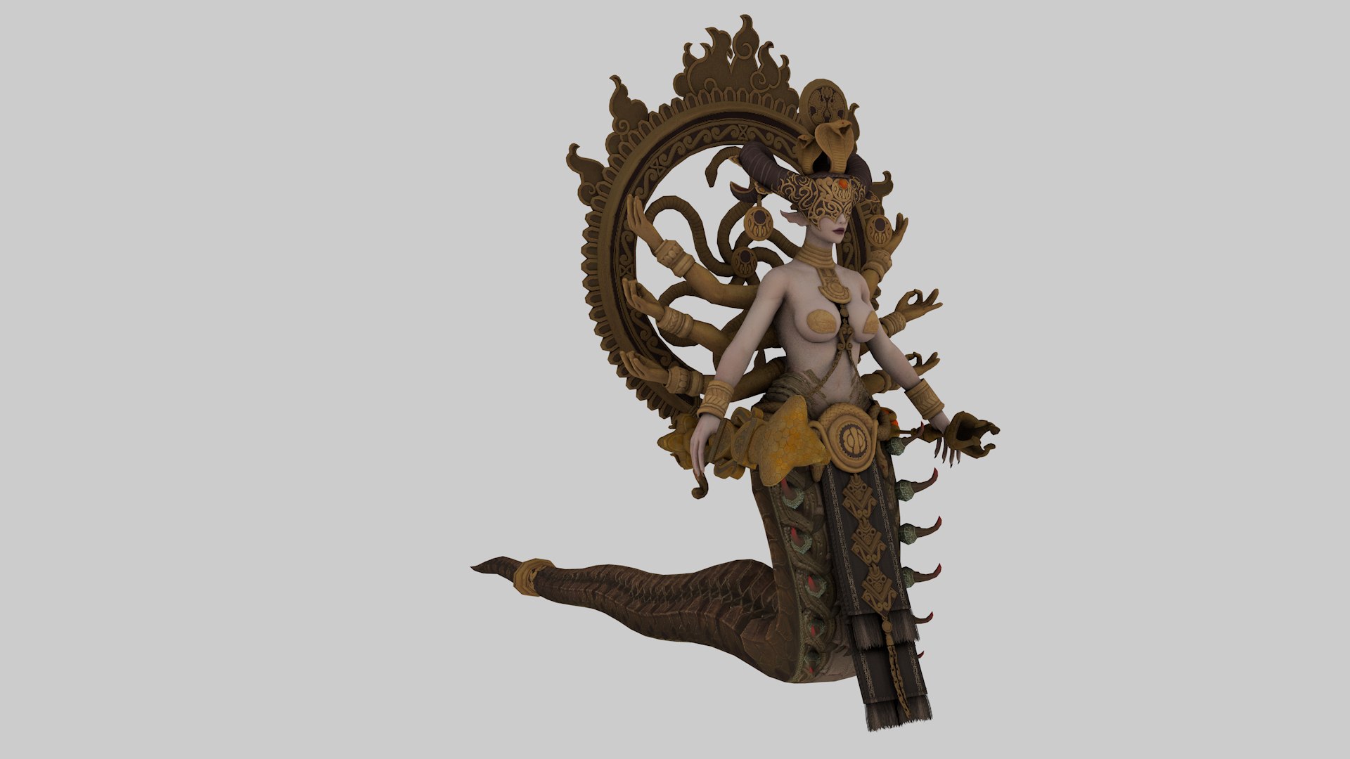 3D Mythical Serpent Goddess 3D Model High Detail Rigged And Textured ...