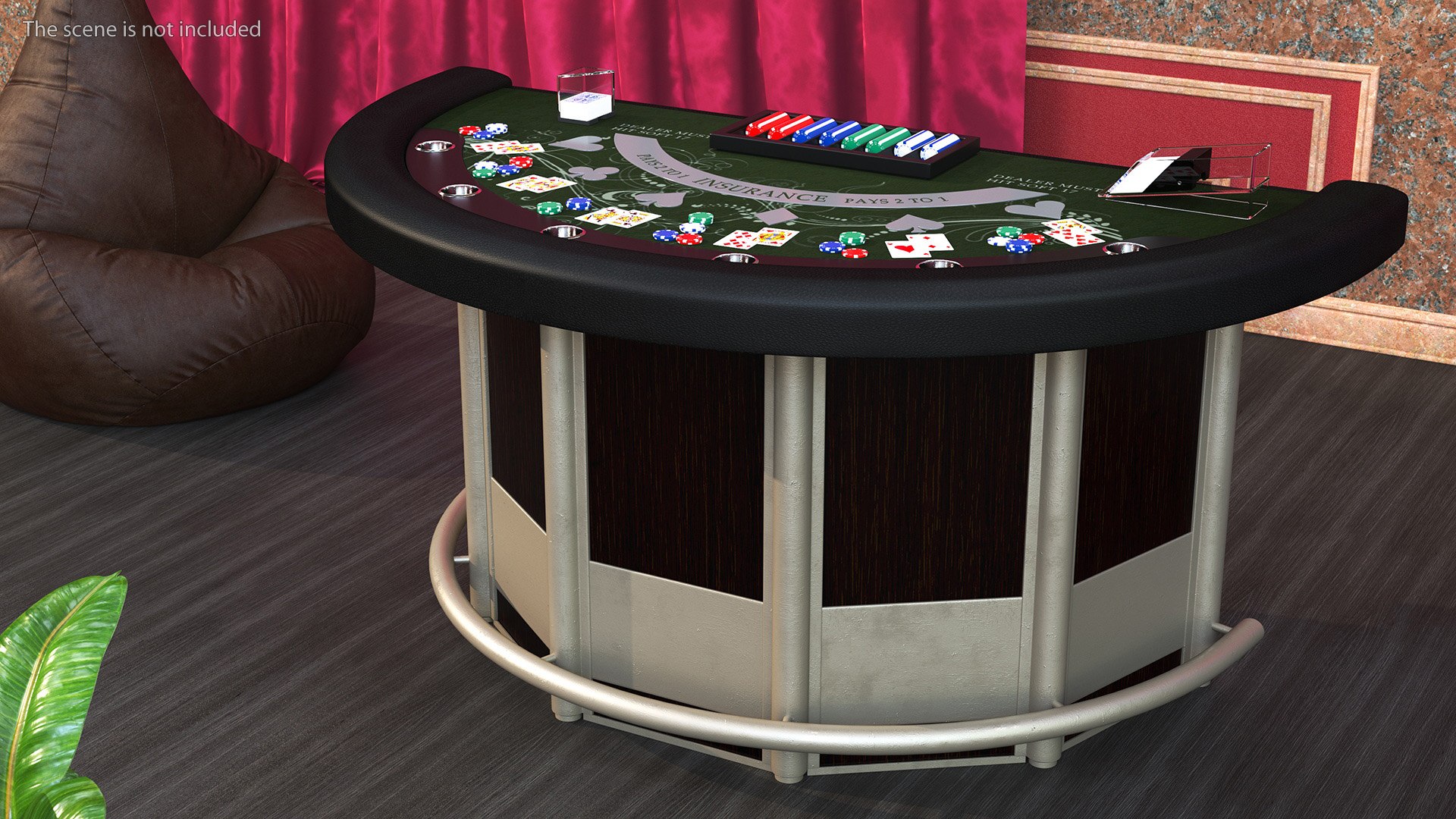 Blackjack Table with Cards and Chips 3D - TurboSquid 2063229