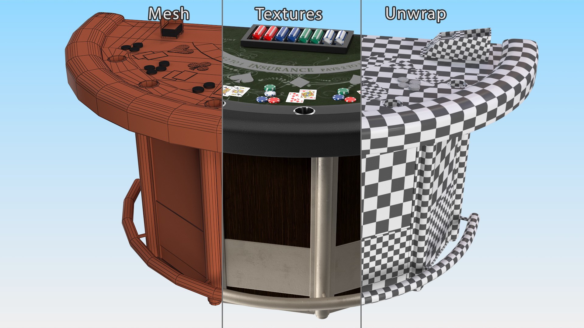 Blackjack Table with Cards and Chips 3D - TurboSquid 2063229