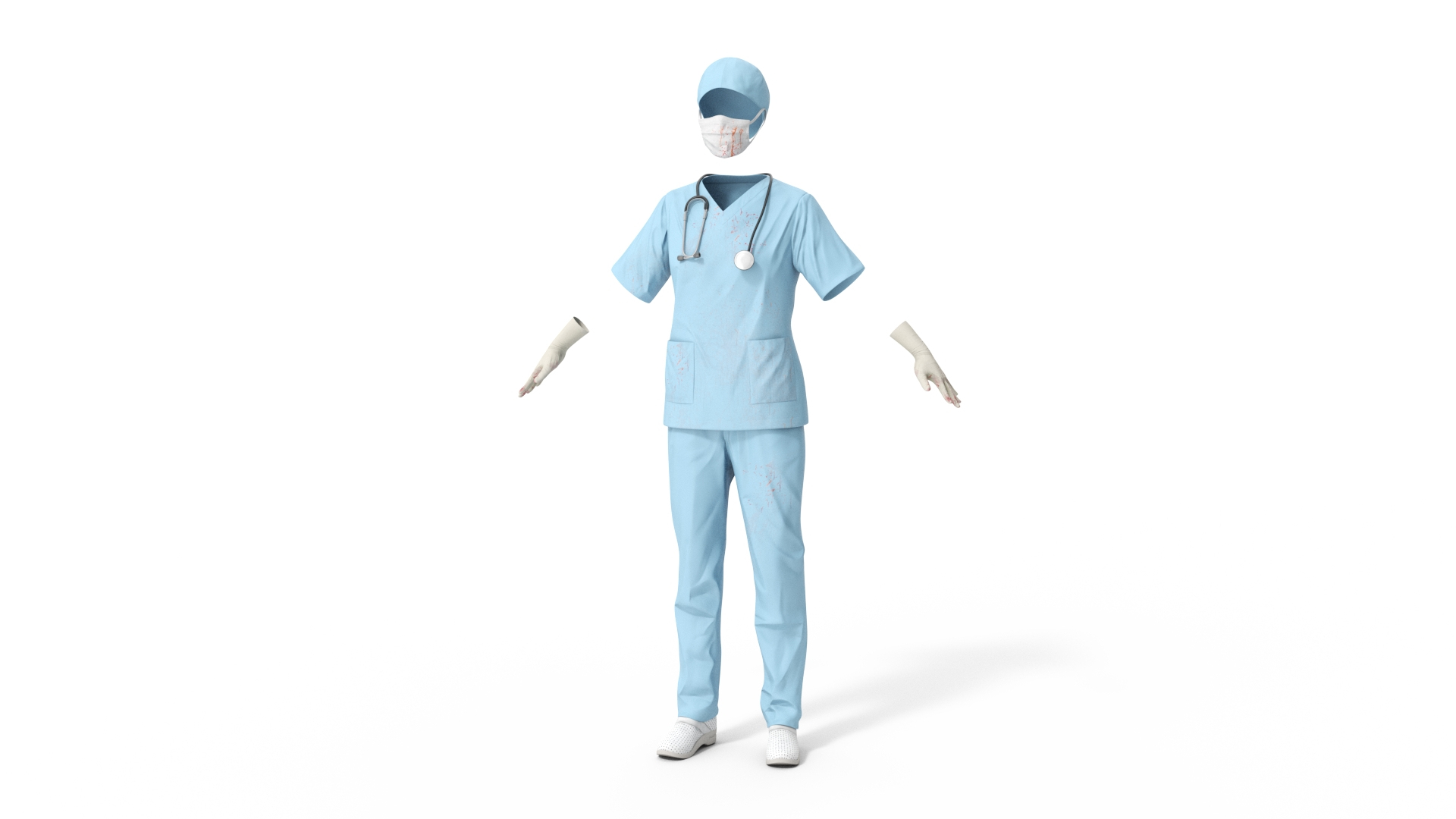 Surgeon Uniform Scrubs With Bloodstains With Stethoscope 3D Model ...