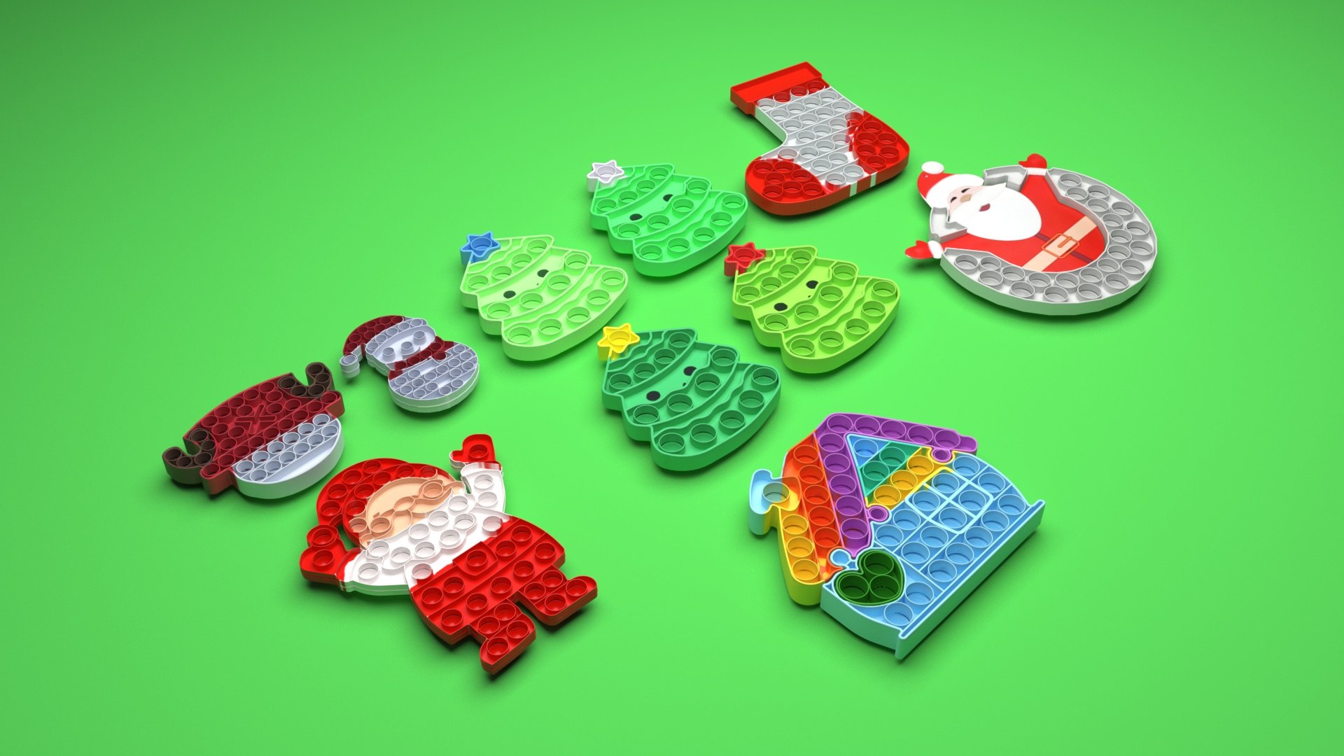 3D Christmas Pop It Fidget Toys Set model - TurboSquid 1829577