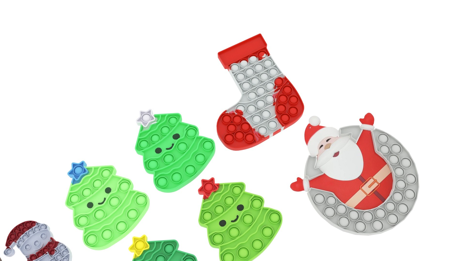 3D Christmas Pop It Fidget Toys Set model - TurboSquid 1829577