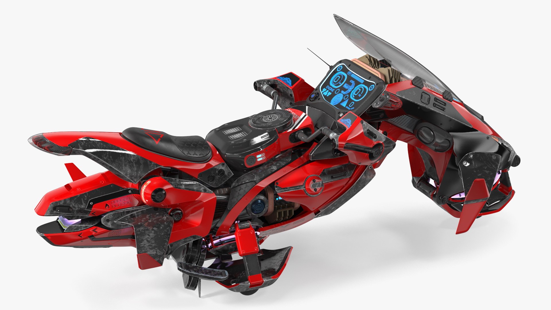 3D Scifi Fly Motorcycle Red - TurboSquid 1892985