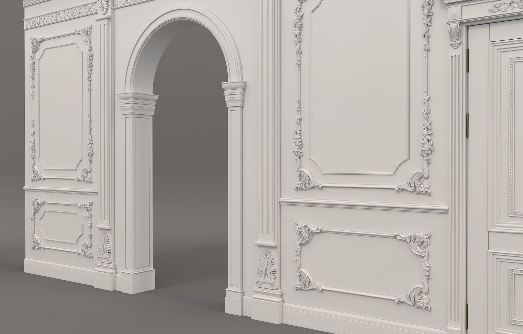 3D Wall Molding In Classic French Style 2 - TurboSquid 2197803