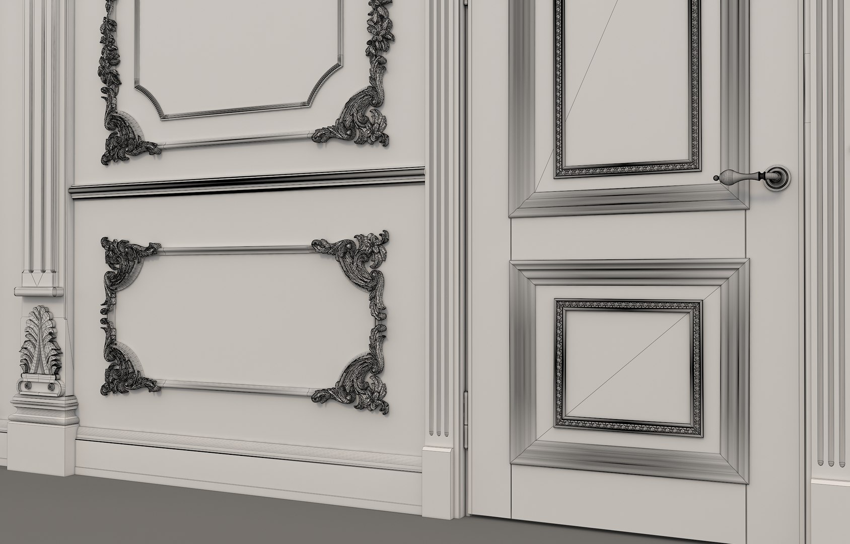 3D Wall Molding In Classic French Style 2 - TurboSquid 2197803