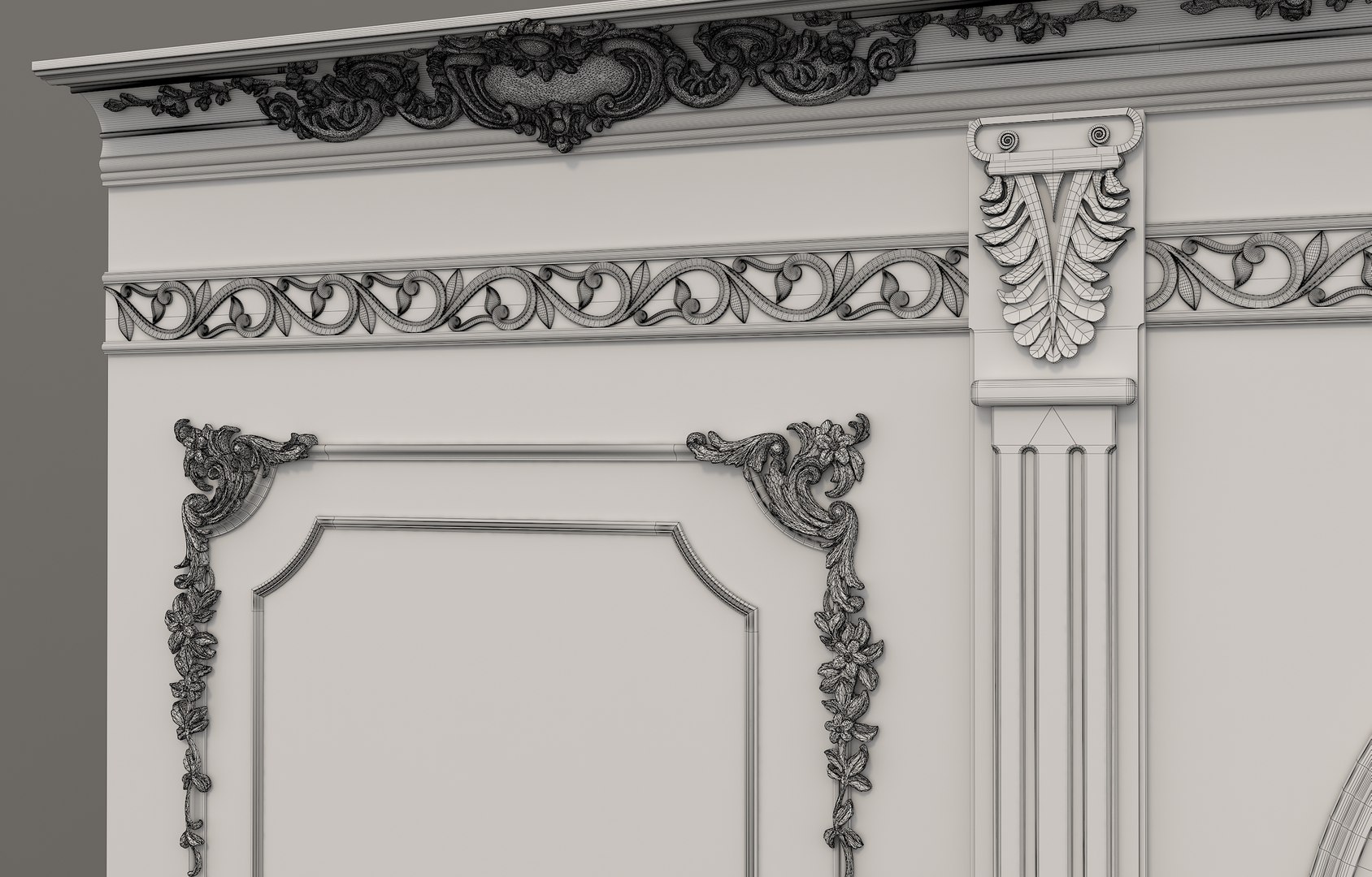 3D Wall Molding In Classic French Style 2 - TurboSquid 2197803