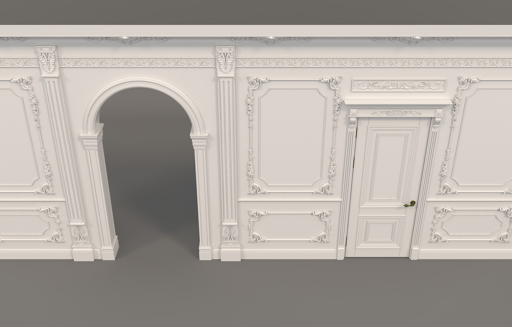 3D Wall Molding In Classic French Style 2 - TurboSquid 2197803