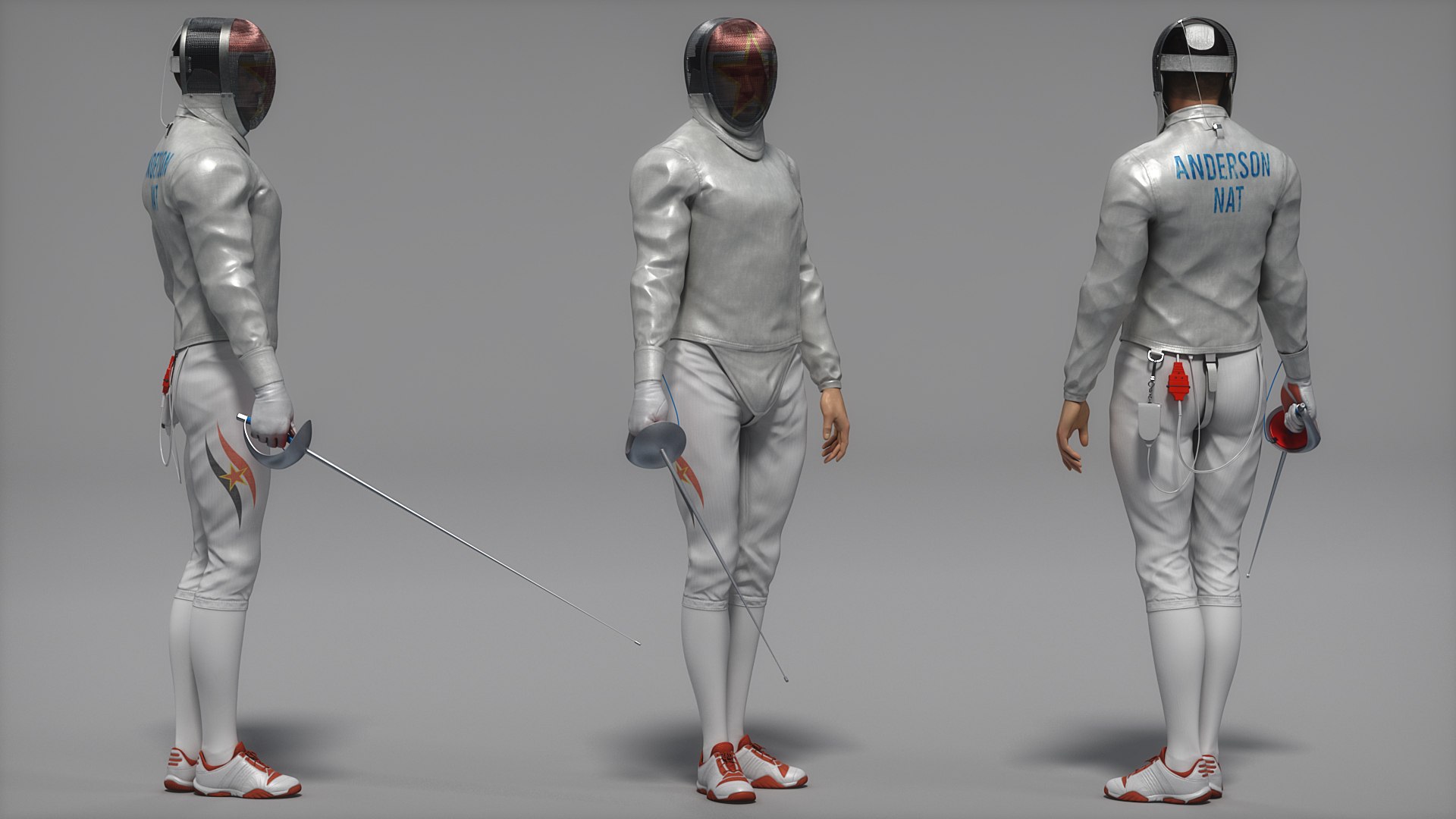 Male Fencer Sabre Animated HQ 3D - TurboSquid 2233618