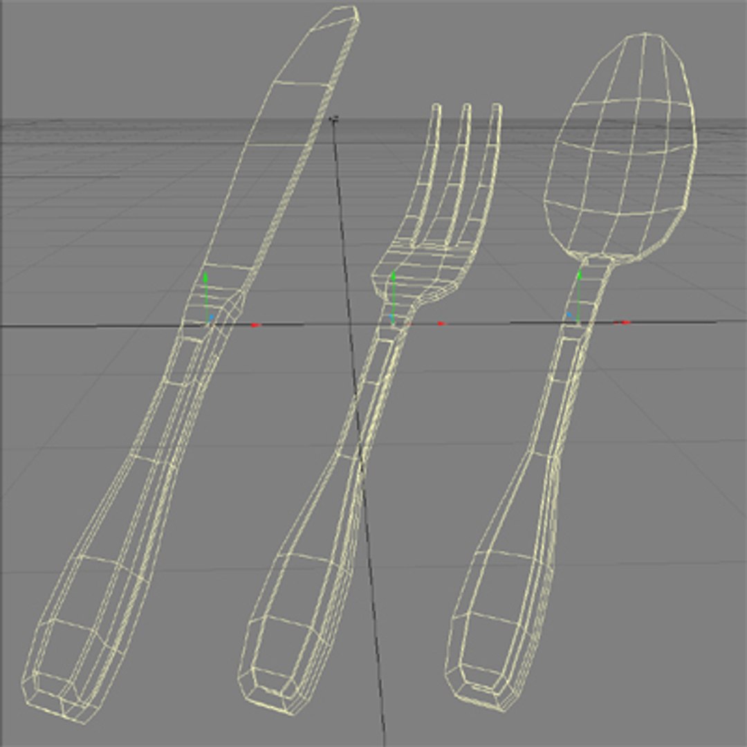 lightwave set utensils knife fork 3d model
