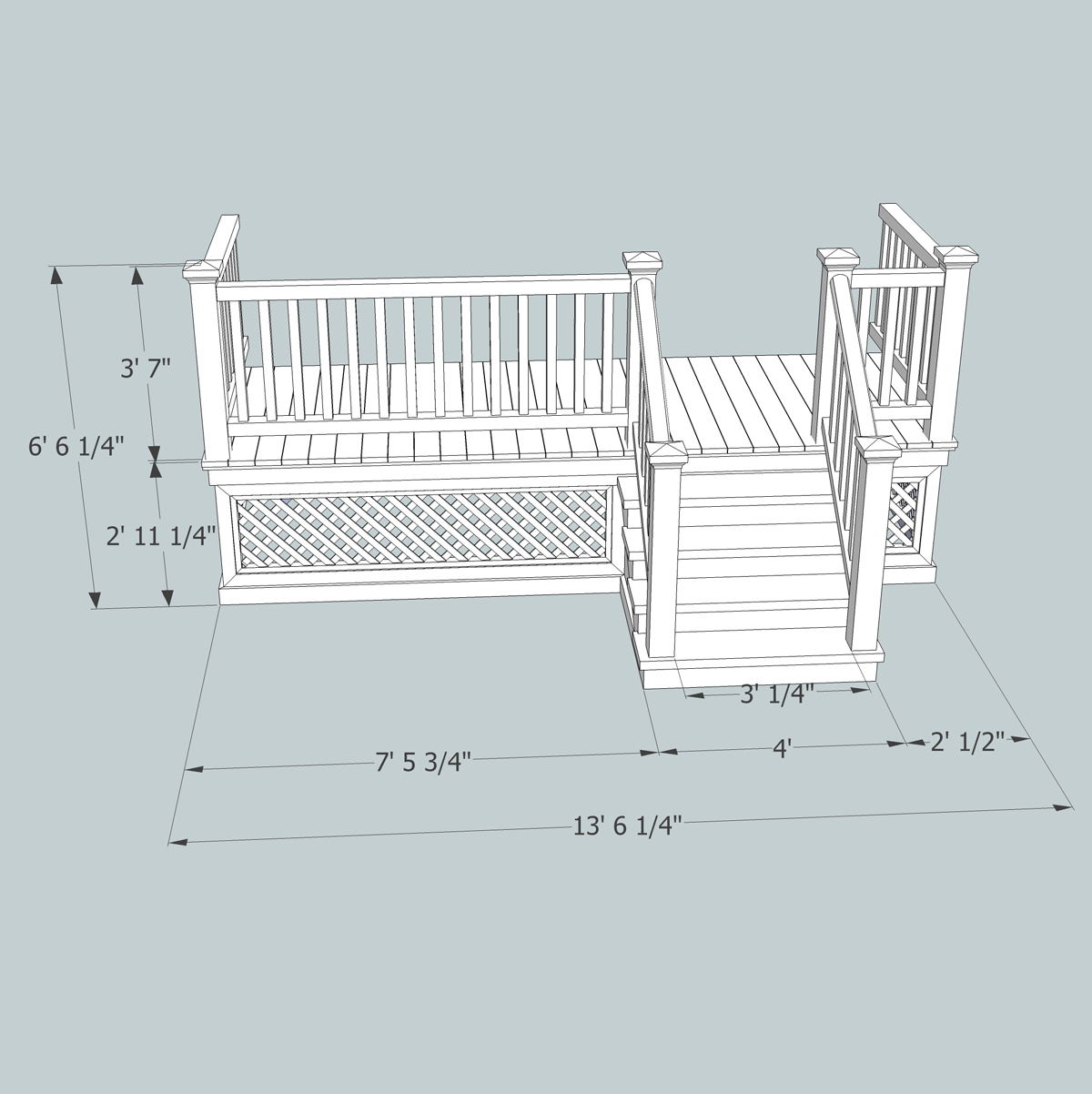 deck stairs architecturally 3ds