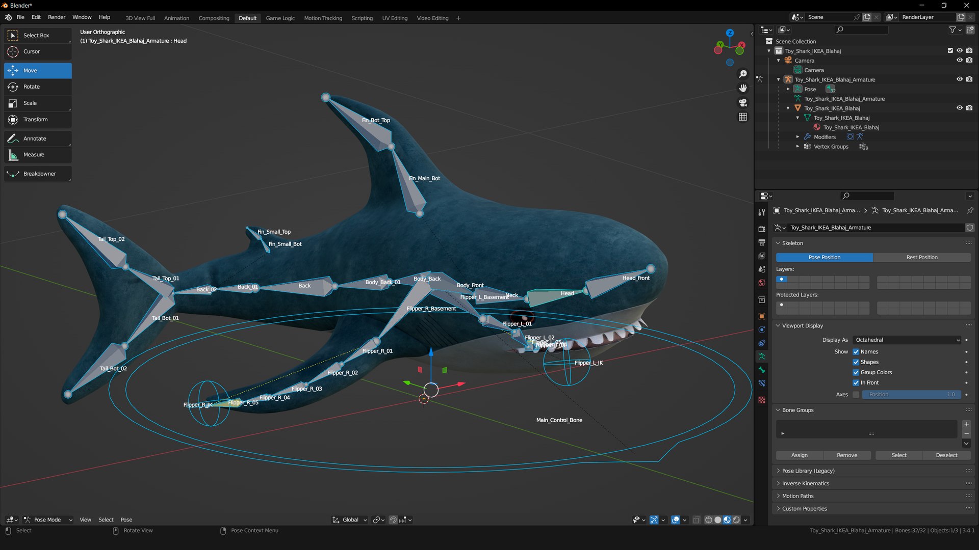 3D Stuffed Toy Shark IKEA Blahaj Rigged PBR - TurboSquid 2055530