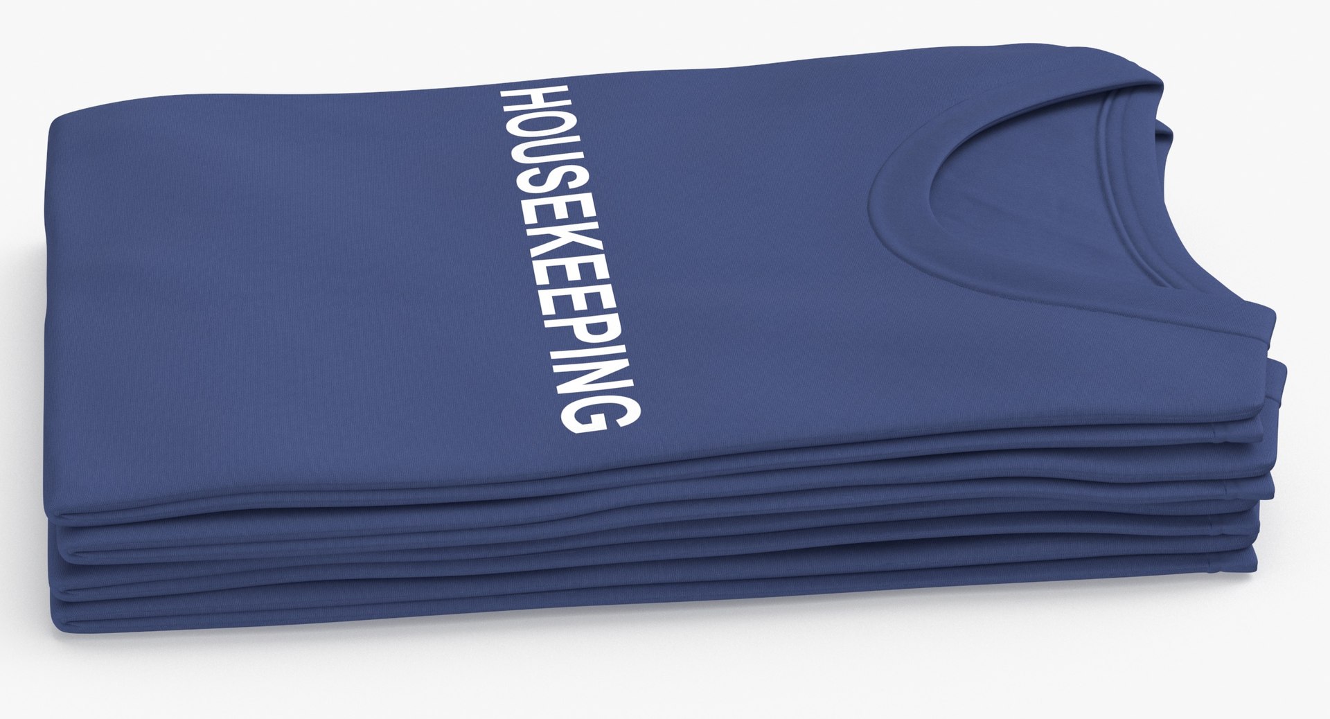 Female Crew Neck Folded Stacked Dark Blue Housekeeping 02 3D model ...