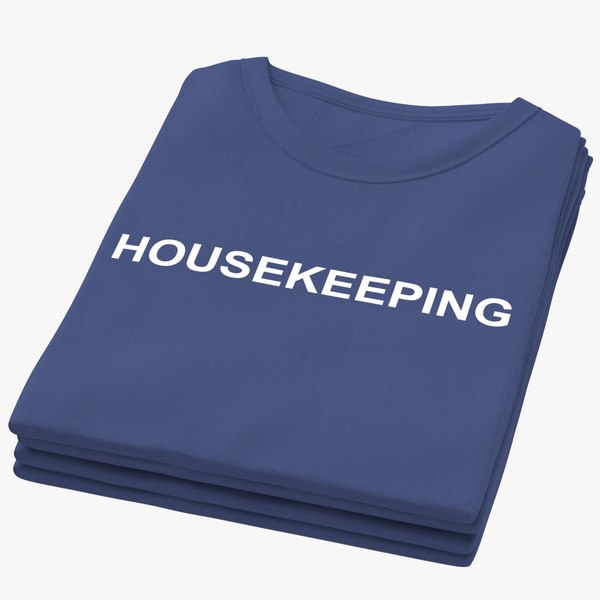 Female Crew Neck Folded Stacked Dark Blue Housekeeping 02 3D model ...
