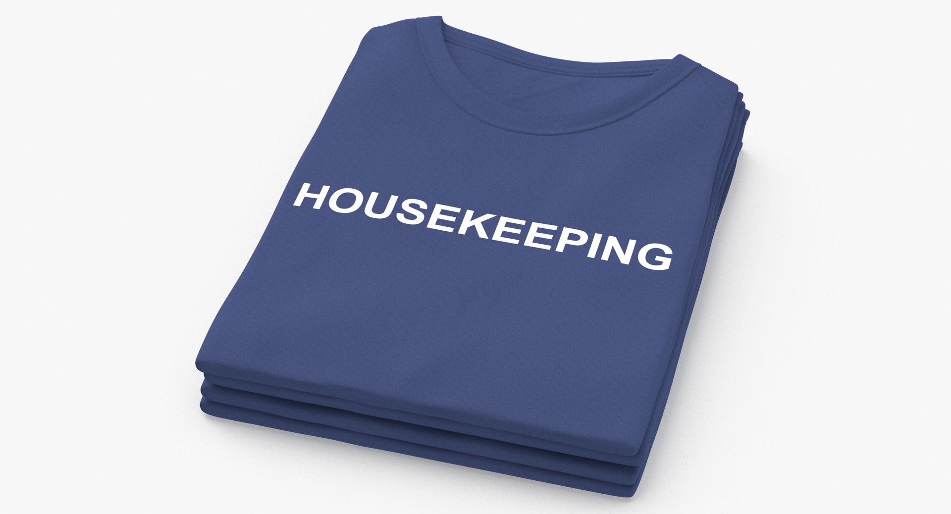 Female Crew Neck Folded Stacked Dark Blue Housekeeping 02 3D model ...