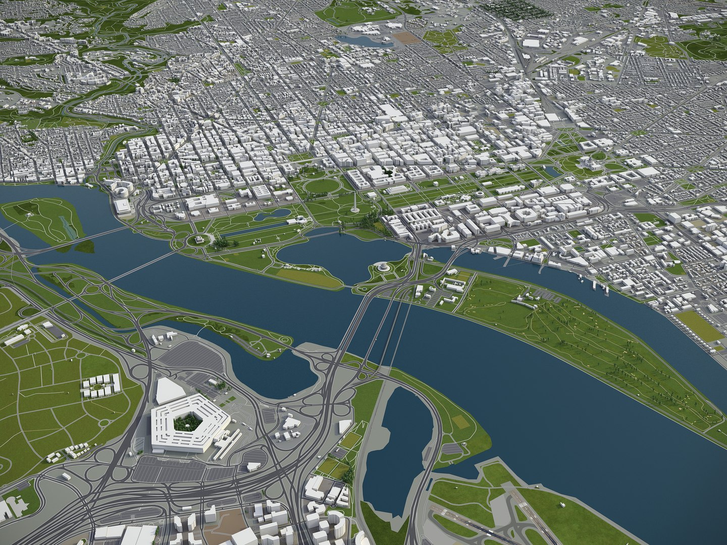 3D City Washington Surrounding Area Model - TurboSquid 1404314