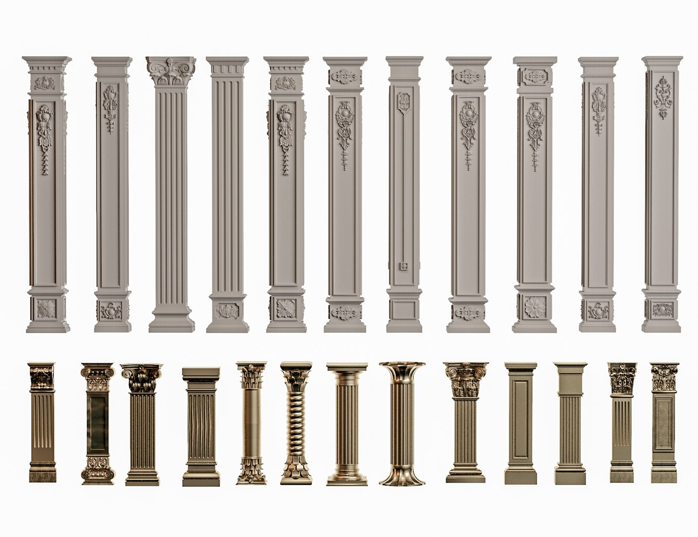 3D Column Pillar Plaster Molding Decoration Model - TurboSquid 2462400