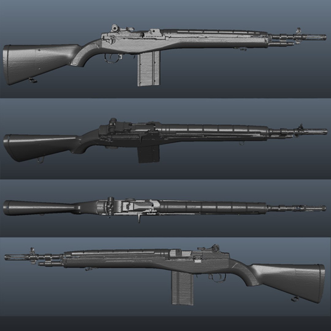 3d Model Realistic Scan M14 Assault Rifle