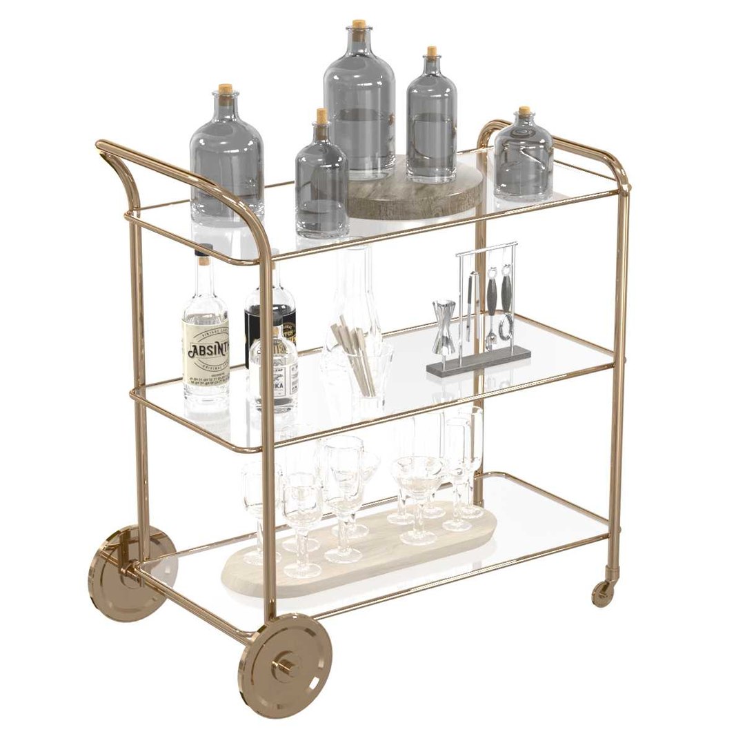 3D Bar Cart Terrace Trolley - TurboSquid 1556952