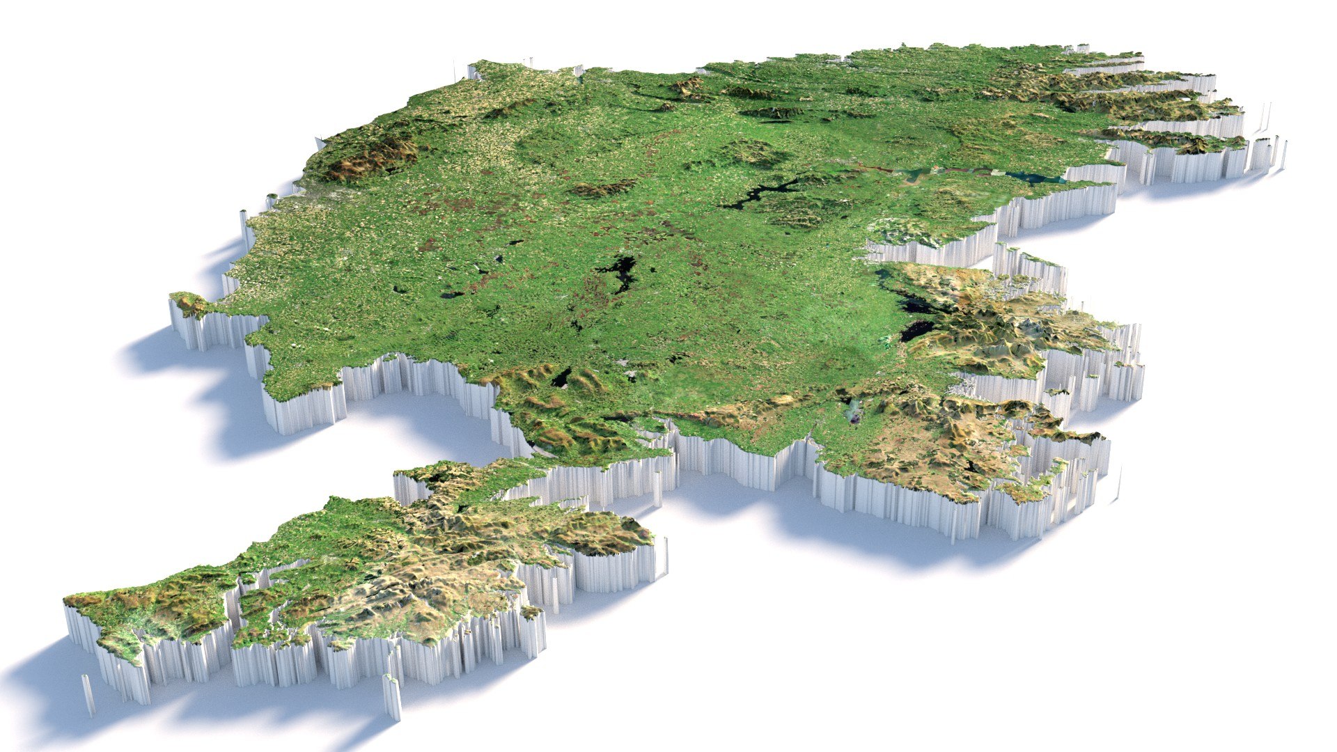 3D Ireland Terrain Map Model - TurboSquid 2336186
