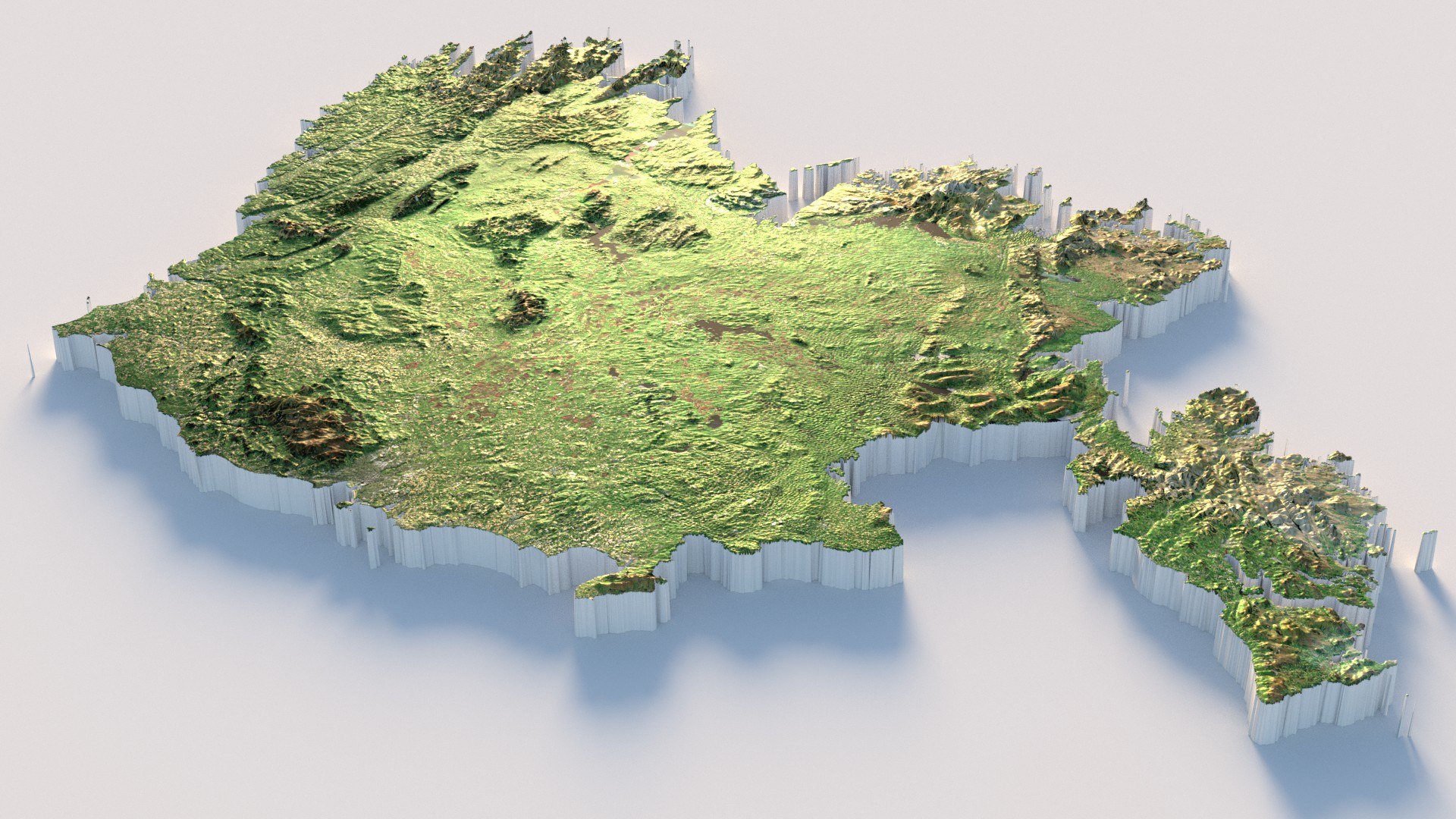 3D Ireland Terrain Map Model - TurboSquid 2336186