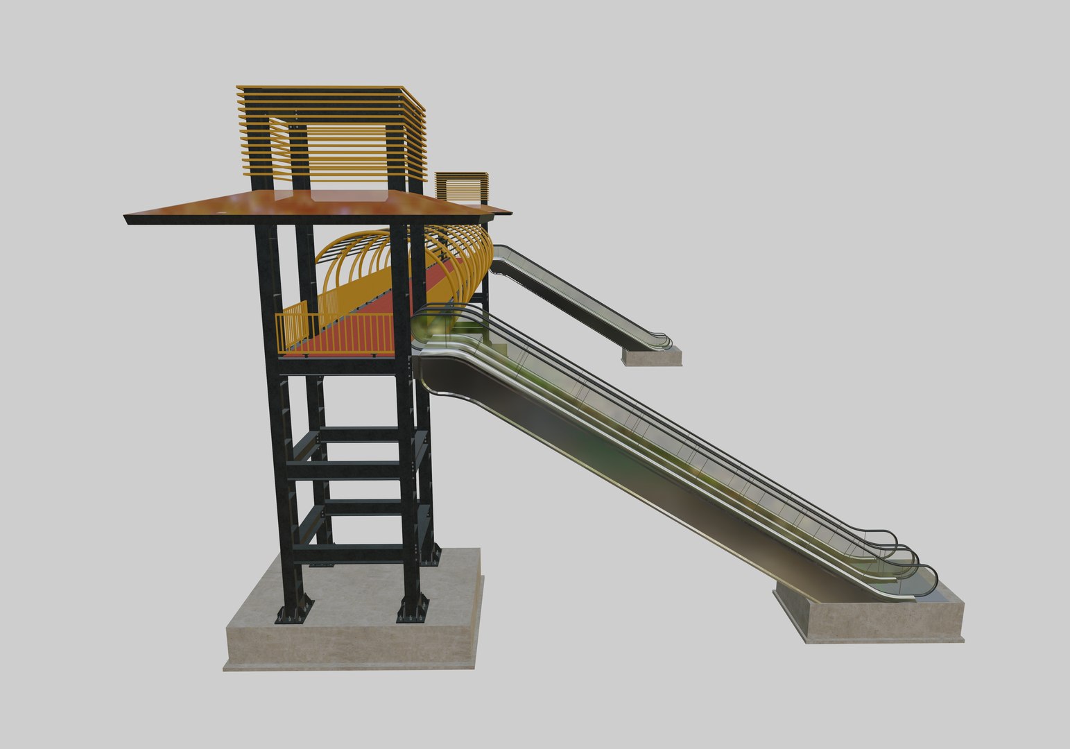 Steel Pedestrian Bridge-Escalator-Tower Column Type-28 3D Model ...