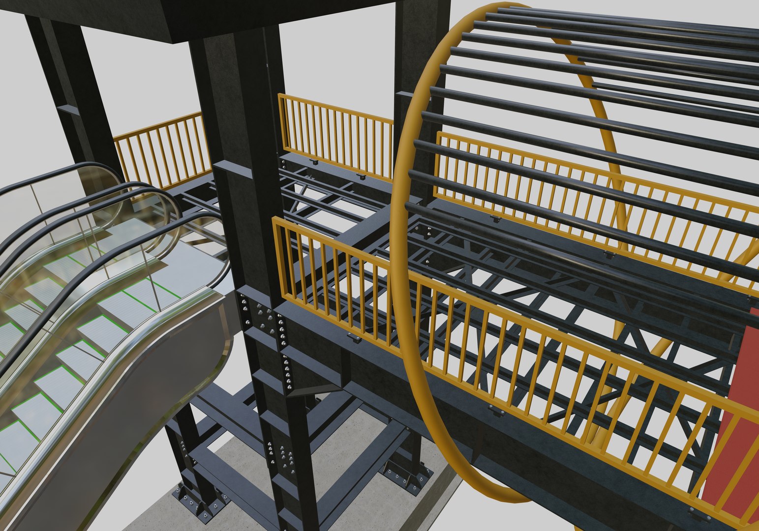 Steel Pedestrian Bridge-Escalator-Tower Column Type-28 3D Model ...