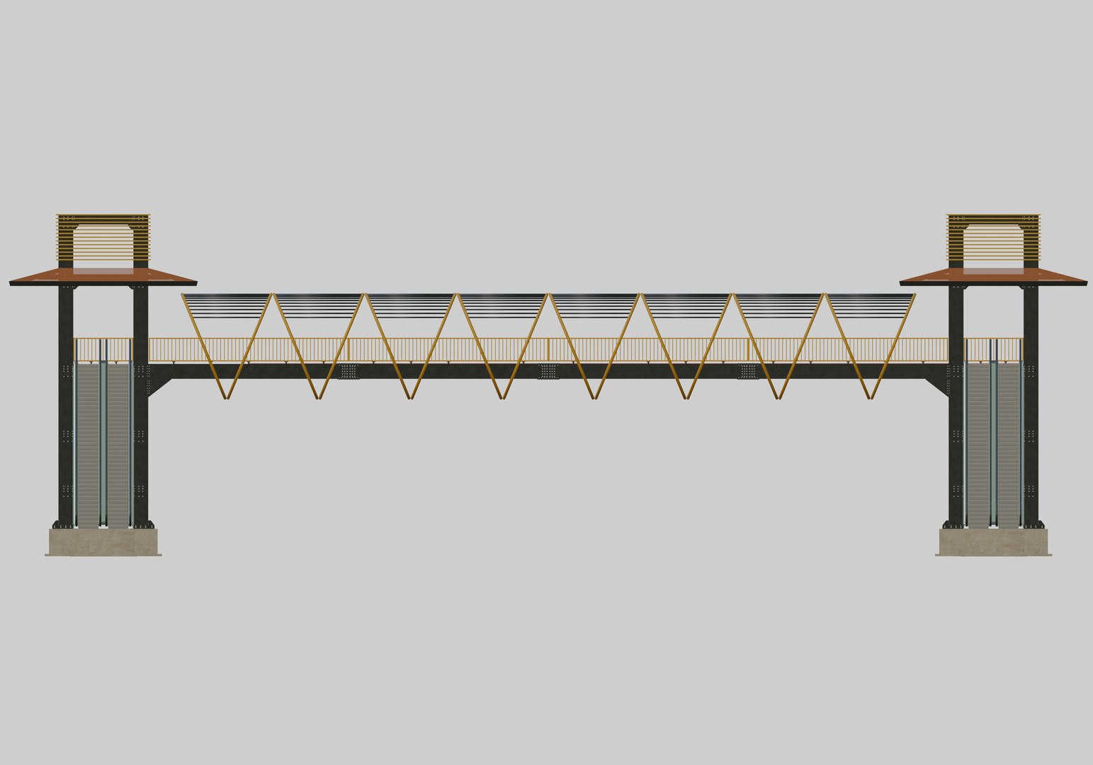 Steel Pedestrian Bridge-Escalator-Tower Column Type-28 3D Model ...