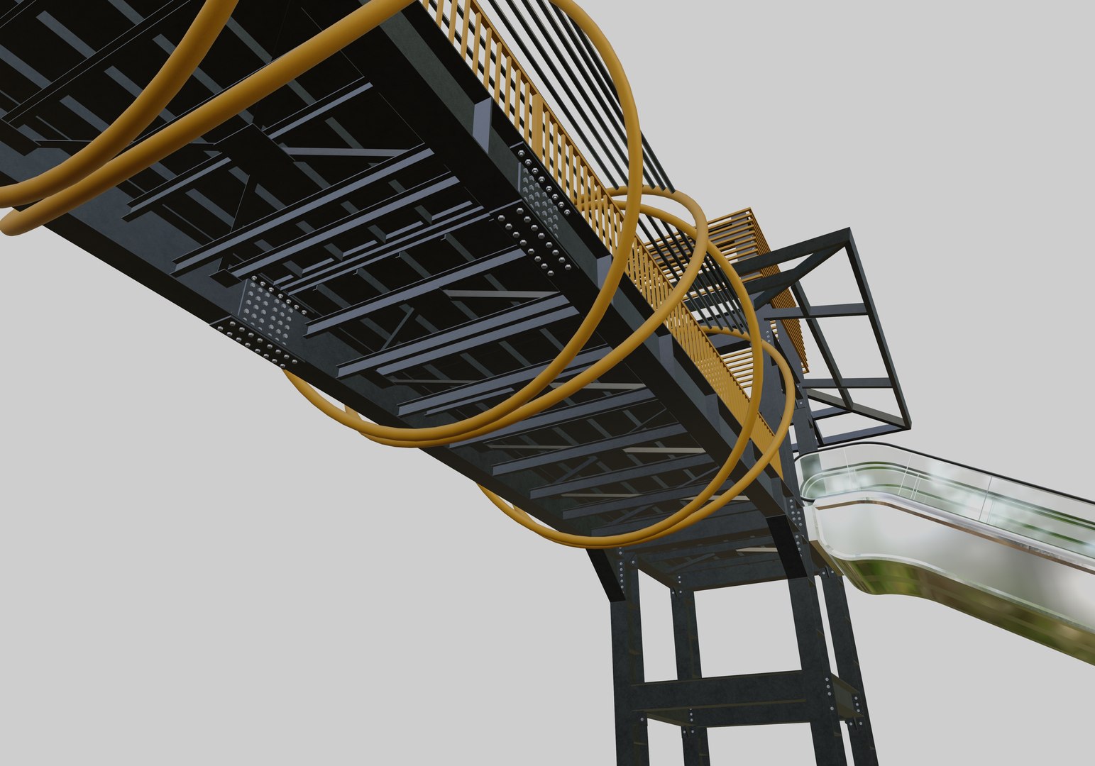 Steel Pedestrian Bridge-Escalator-Tower Column Type-28 3D Model ...