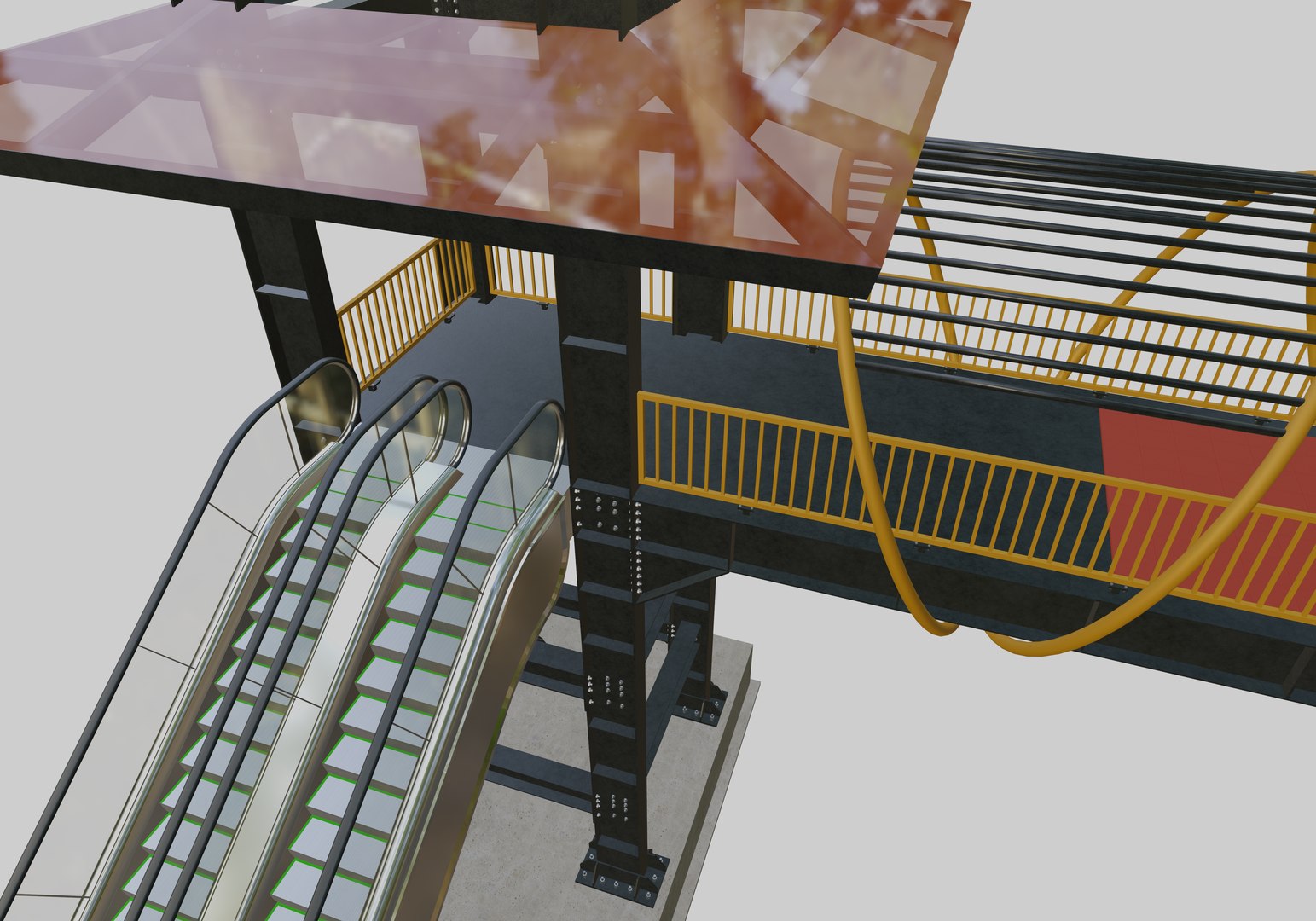 Steel Pedestrian Bridge-Escalator-Tower Column Type-28 3D Model ...