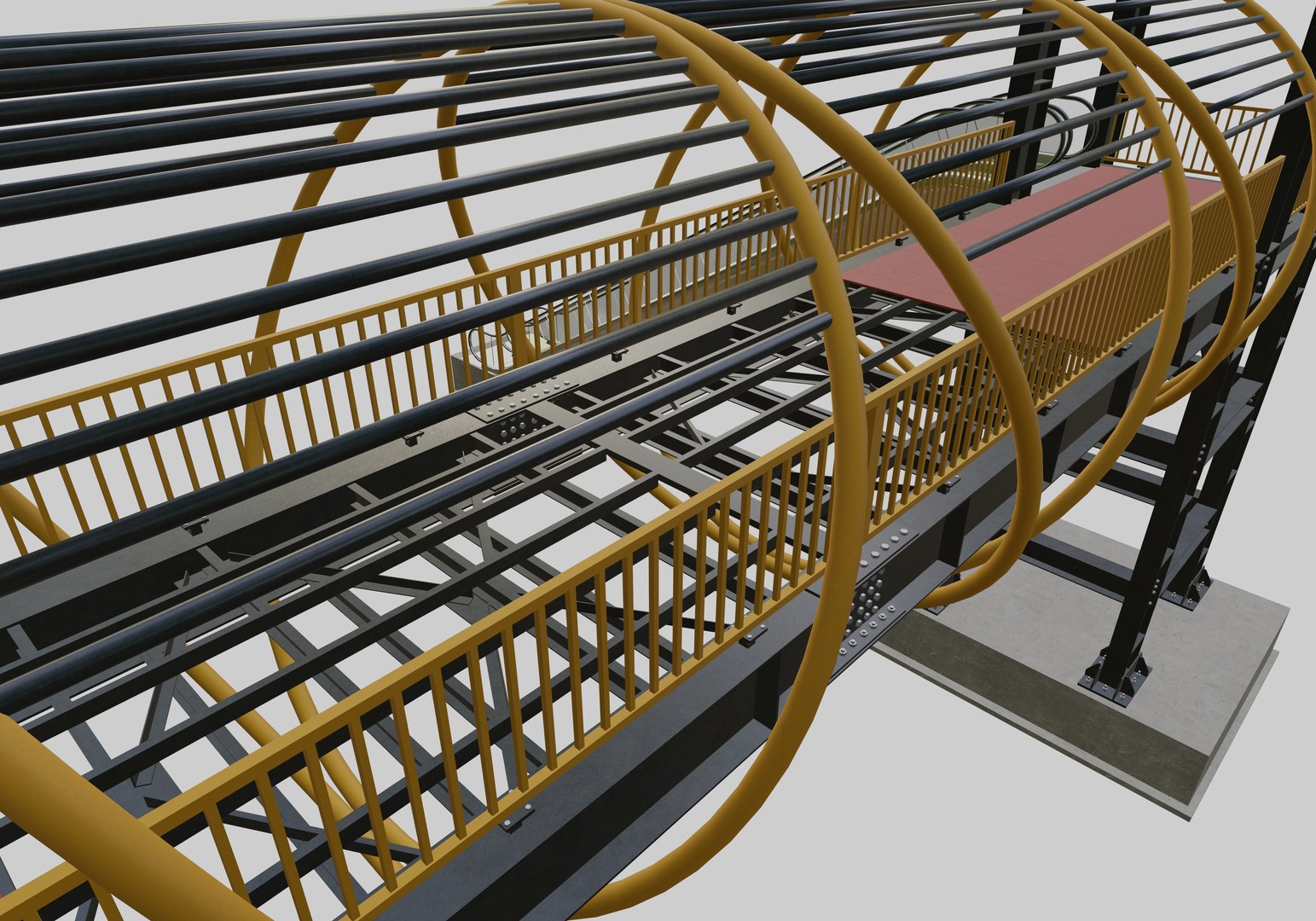 Steel Pedestrian Bridge-Escalator-Tower Column Type-28 3D Model ...