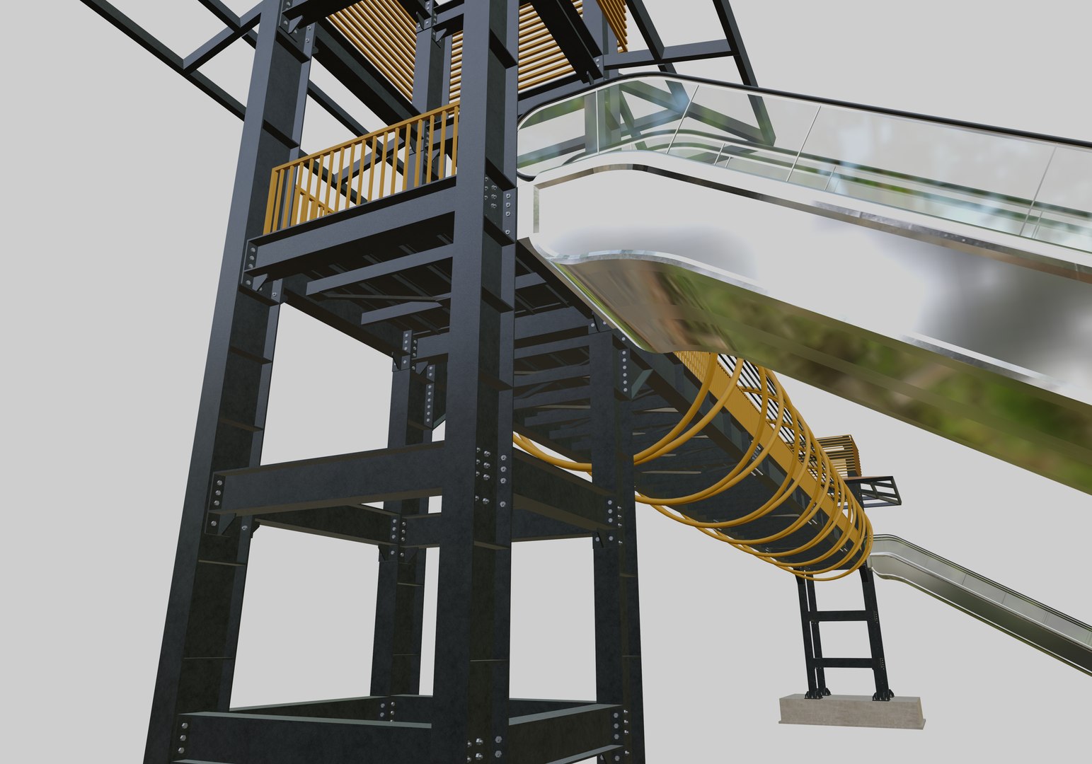 Steel Pedestrian Bridge-Escalator-Tower Column Type-28 3D Model ...