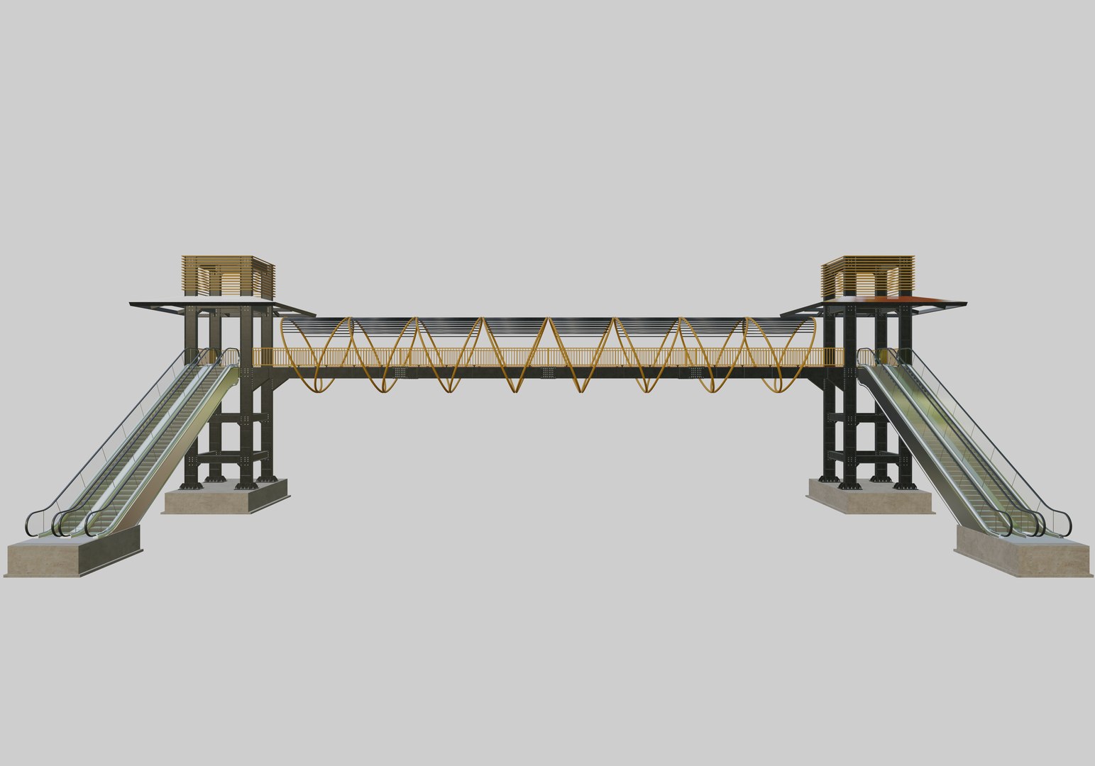 Steel Pedestrian Bridge-Escalator-Tower Column Type-28 3D Model ...