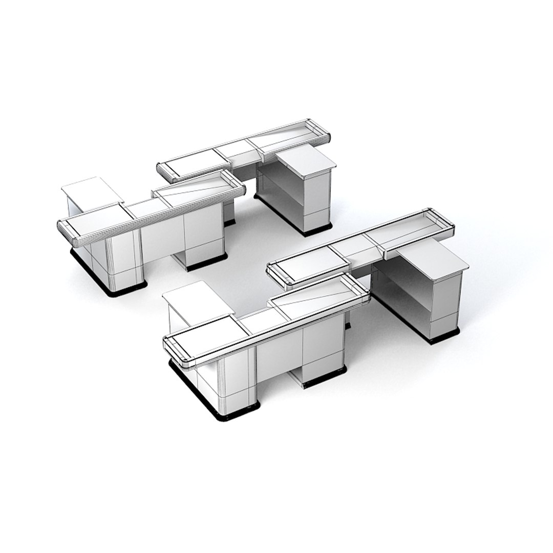 Supermarket Cash Table 3d Model