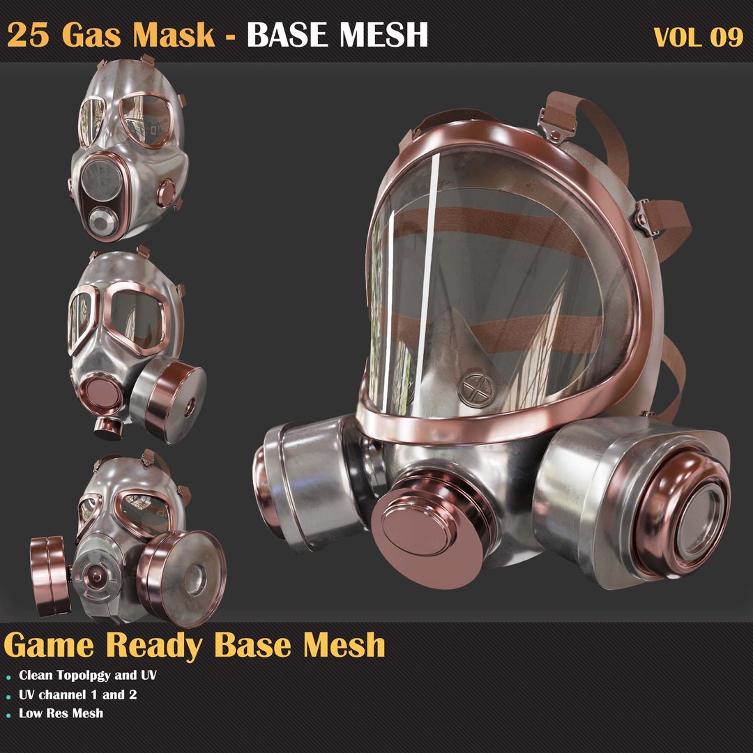 3D 25 Gas Mask Base Mesh - VOL 09 Model - TurboSquid 2232749