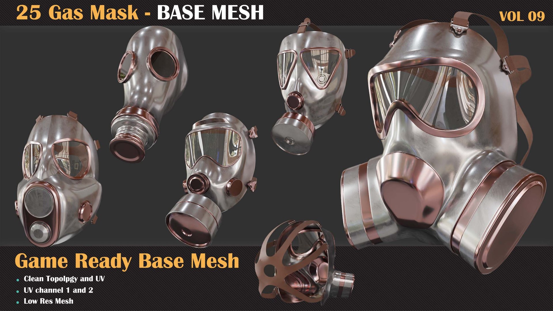 3D 25 Gas Mask Base Mesh - VOL 09 Model - TurboSquid 2232749