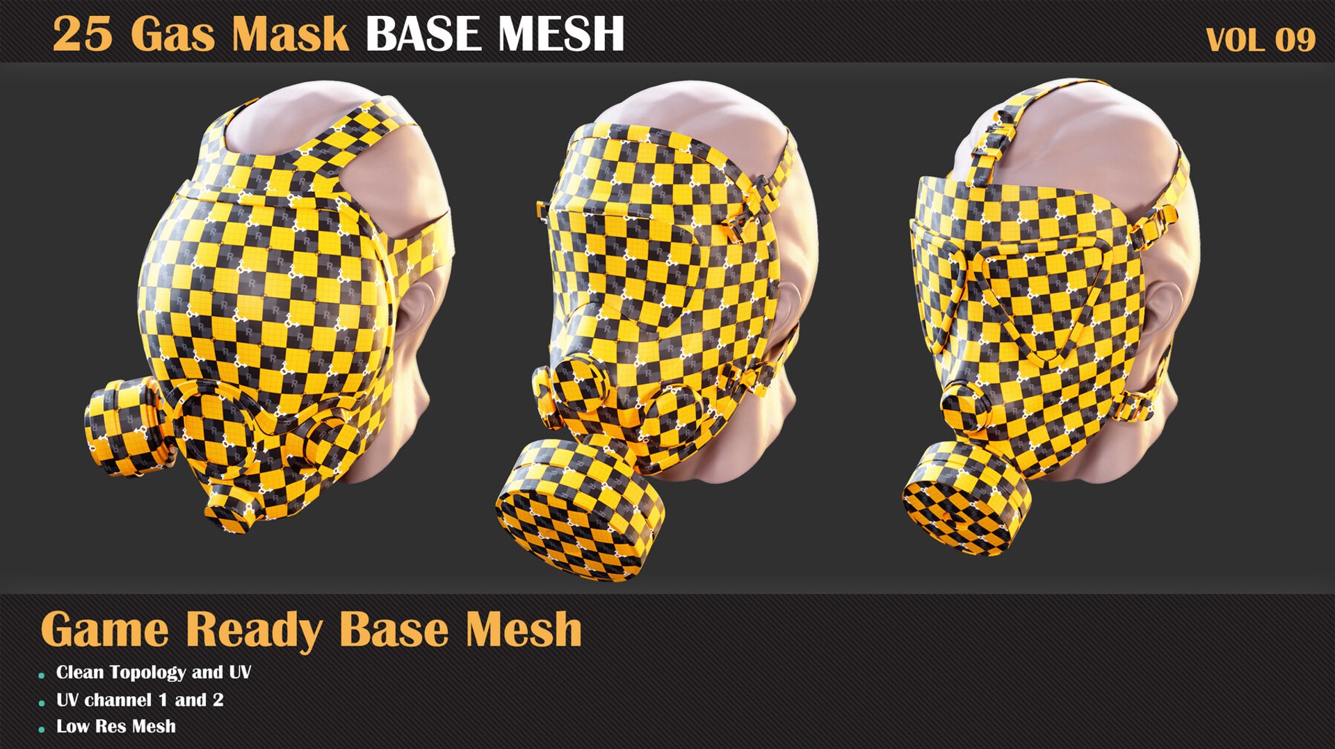 3D 25 Gas Mask Base Mesh - VOL 09 Model - TurboSquid 2232749
