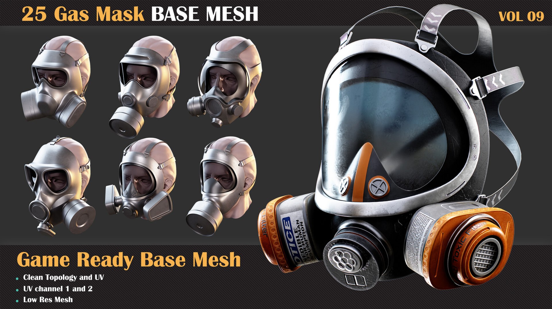 3D 25 Gas Mask Base Mesh - VOL 09 Model - TurboSquid 2232749