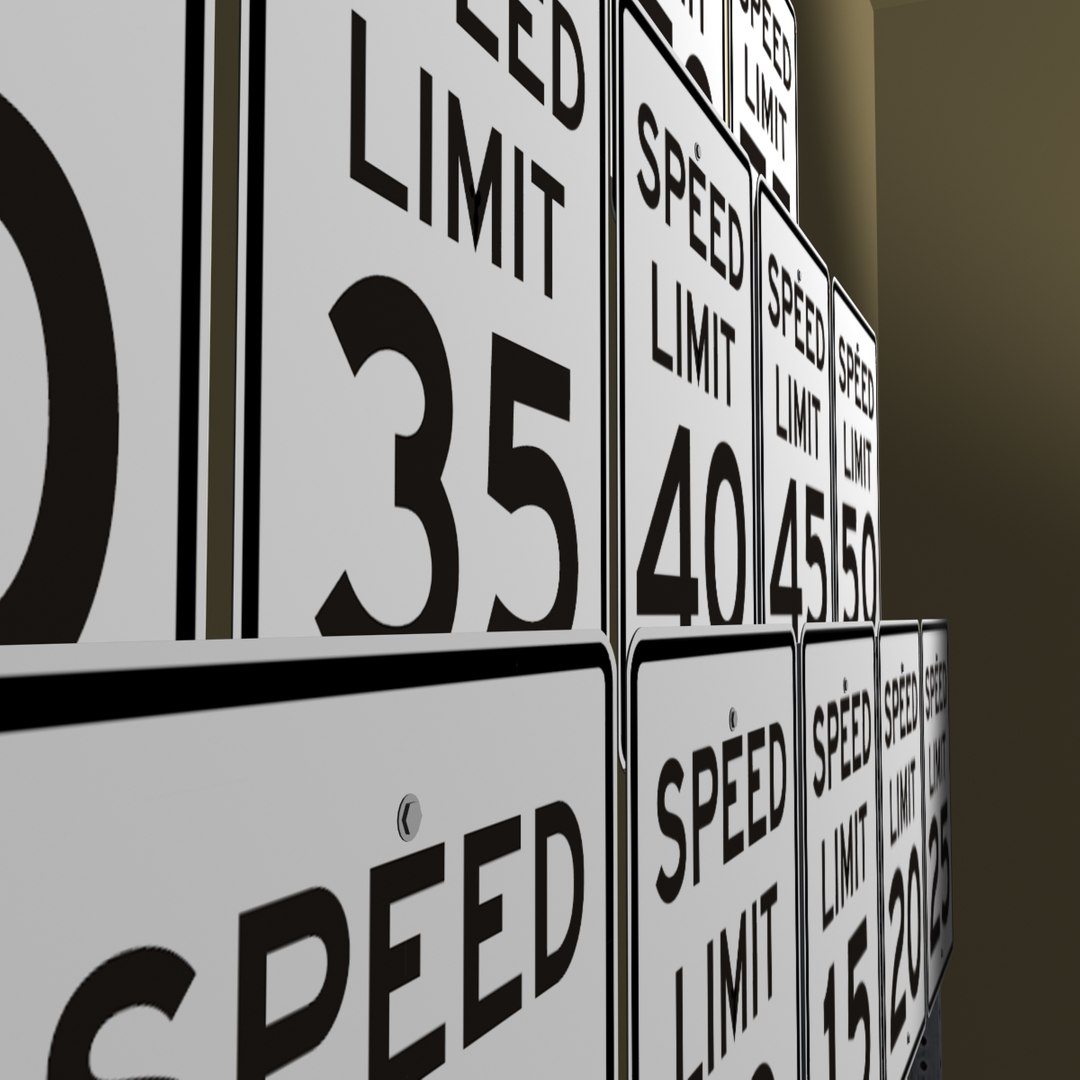 3d speed limit signs model