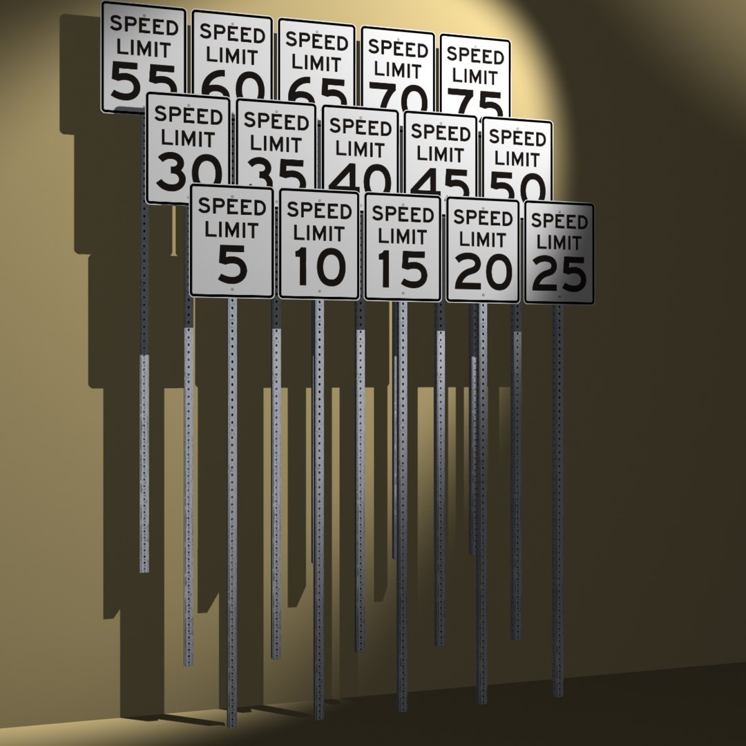 3d Speed Limit Signs Model